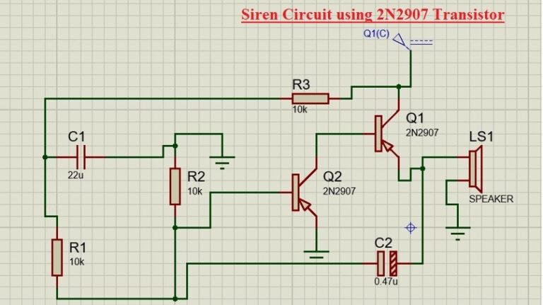 Siren Circuit using 2N2907 Transistor - The Engineering Knowledge